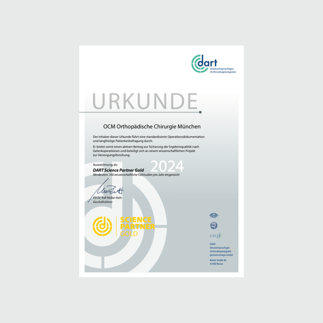 Auszeichnung für die OCM - Orthopädische Chirurgie München